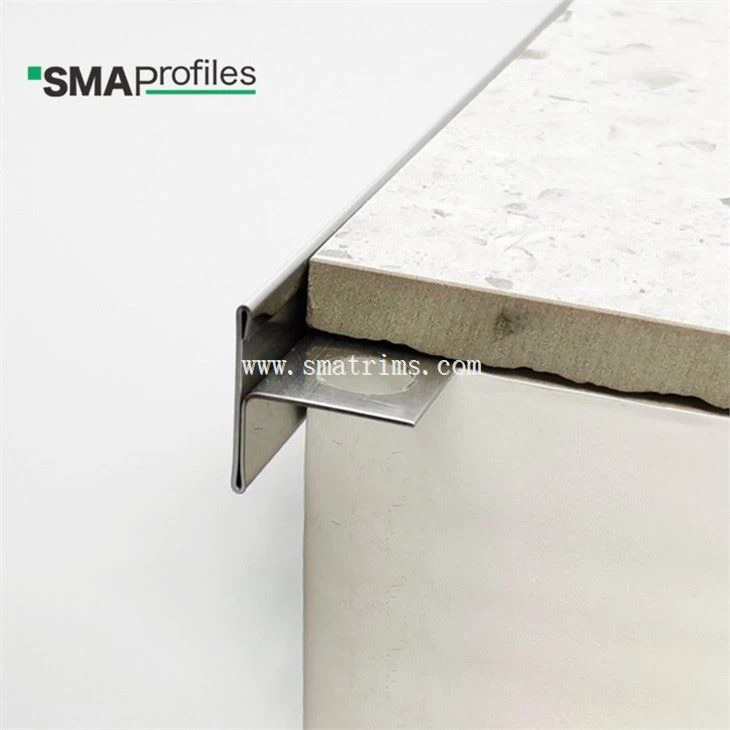 Stainless Steel Countertop Edging On Tile EMAC Novoescocia 4 Natural
